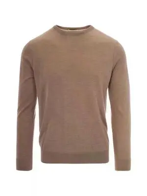 BALLANTYNE Plain Stitch Crew Neck Sweater - Brown
