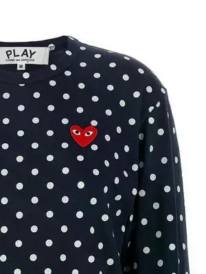 Play Comme Des Garcon Polka Dot Heart Patch Long Sleeve T-shirt