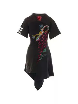 MARINE SERRE Asymmetrical Graphic Print Dress