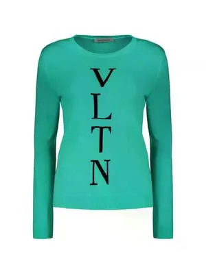 Valentino Garavani Vltn Logo Print Crew Neck Sweater - Green