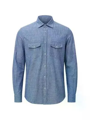 Eleventy Western-style Press-stud Shirt - Blue