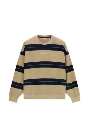 Guess Embroidered Logo Striped Sweatshirt - Brown