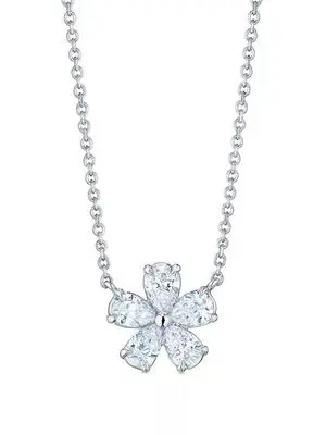 Kwiat Platinum Diamond Cluster Pendant Necklace