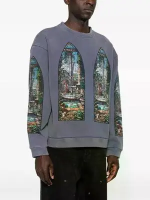WHO DECIDES WAR Stained-glass Print Crew Neck Sweater