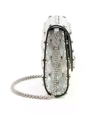 Valentino Garavani Rockstud Spike Shoulder Bag In Laminated Nappa Leather With Cabochon Stones