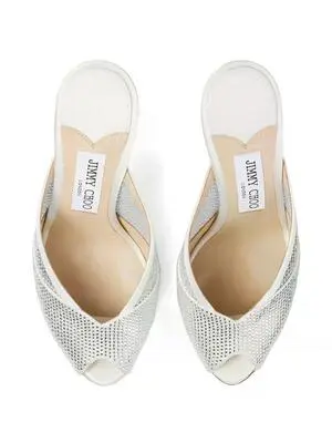 JIMMY CHOO Brigitte Crystal-embellished Heeled Mules - White