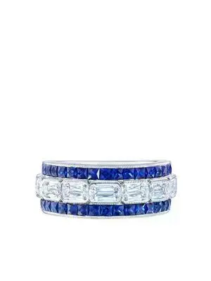 Kwiat Ashoka Sapphire East-west Partway Band Ring - Silver