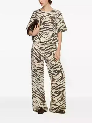 GANNI Zebra-print Peplum Hem Blouse