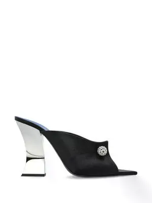 LANVIN Crystal-embellished Satin Mules