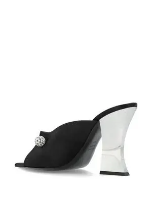 LANVIN Crystal-embellished Satin Mules