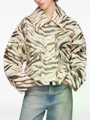 GANNI Laminated Zebra Print Jacket