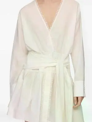 GANNI Lace-trim Wrap-style Mini Dress