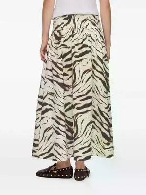 GANNI Zebra Print Gathered Maxi Skirt