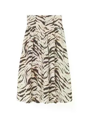 GANNI Zebra Print Gathered Maxi Skirt