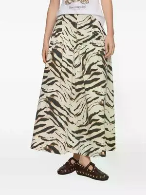 GANNI Zebra Print Gathered Maxi Skirt