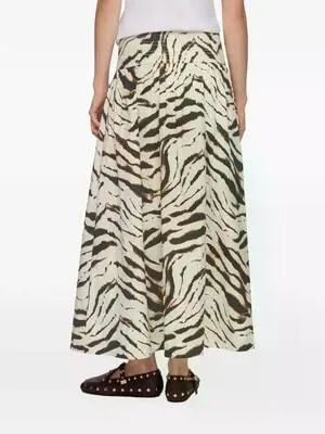 GANNI Zebra Print Gathered Maxi Skirt