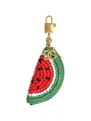 Dolce & Gabbana Raffia Charm Key Ring - Red
