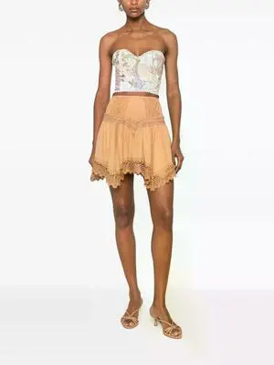 Charo Ruiz Ibiza Lace Trim Mini Skirt - Neutrals