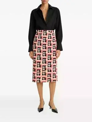 Prada Jacquard Cloqué Floral Pencil Skirt