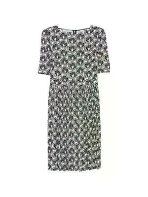 Prada Floral Print Gathered Dress - Neutrals