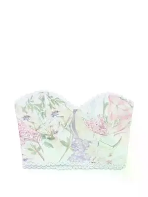 Charo Ruiz Ibiza Floral Print Lace-trim Cropped Top - Blue