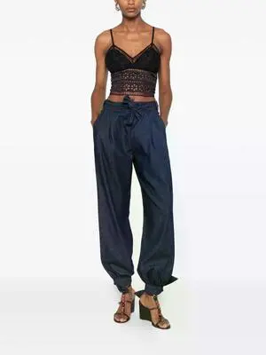 Charo Ruiz Ibiza Melie Guipure Lace Cropped Top - Black