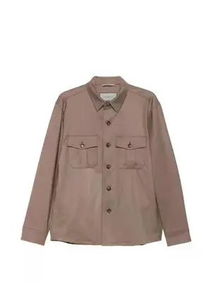 Canali Button-up Chest-pocket Shirt Jacket - Brown