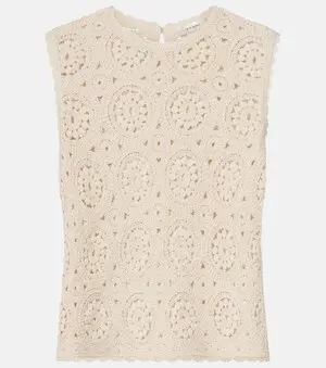 FRAME Crochet Cotton Top - Beige