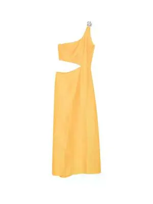 Maje One-shoulder Midi Dress With Crystal Embellishment - Orange