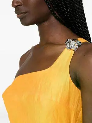 Maje One-shoulder Midi Dress With Crystal Embellishment