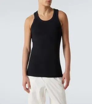 Auralee Ribbed-knit Cotton Tank Top - Black