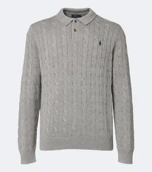 Polo Ralph Lauren Cable-knit Cotton Polo Sweater - Grey