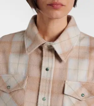 GOD'S TRUE CASHMERE Champagne Tartan Cashmere Shirt - Beige