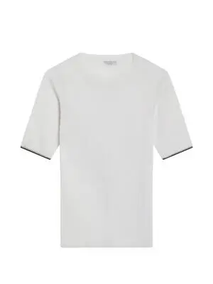 Brunello Cucinelli Ribbed Knit Short Sleeve Sweater