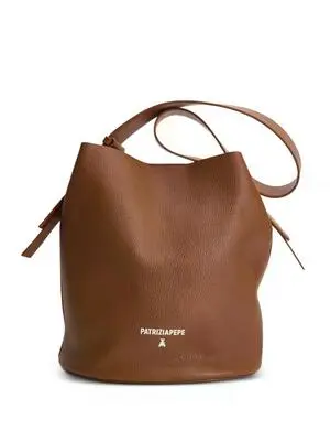 Patrizia Pepe Pebbled Leather Shoulder Bag - Brown