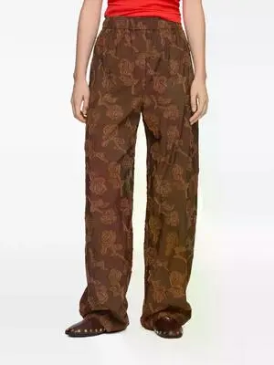 GANNI Fil-coupé Floral-pattern Trousers