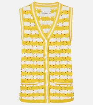 The Upside Goldie Watson Cotton Crochet Vest - Yellow
