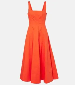 Staud Wells Cotton Poplin Midi Dress - Red