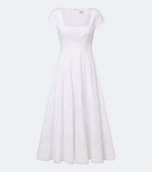 Staud Wells Cotton Poplin Midi Dress - White