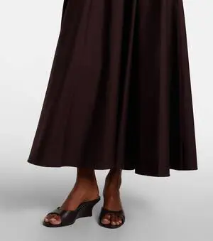 Staud Milano Pleated Cotton-blend Maxi Skirt In Earth - Brown
