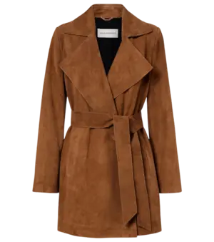 Nour Hammour Kerry Suede Coat - Brown