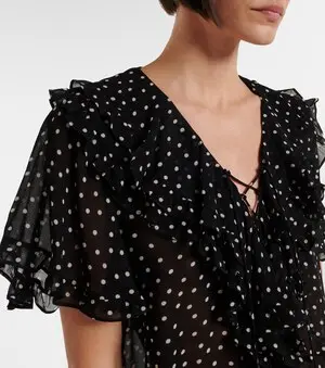 Dorothee Schumacher Dancing Dots Polka-dot Georgette Blouse - Black