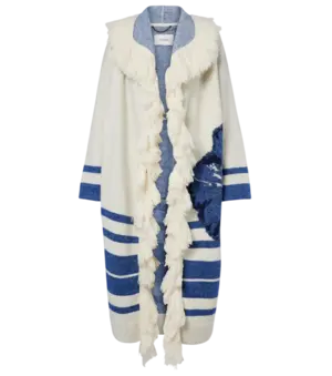 Dorothee Schumacher Poppy Garden Fringed Jacquard Coat - Blue
