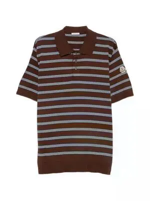 Moncler Striped Short-sleeve Polo Shirt - Brown