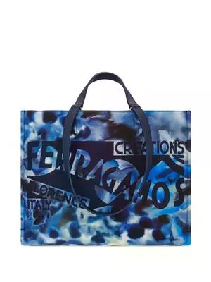 FERRAGAMO Venna Logo Canvas & Linen Tote