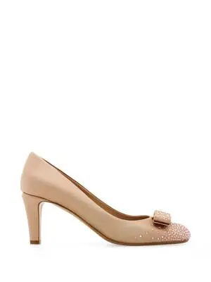 FERRAGAMO Vara Bow Pumps With Crystals