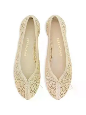 FERRAGAMO Macramé Lace Ballet Flats