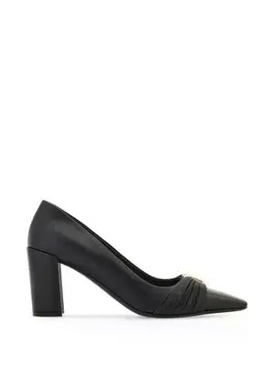FERRAGAMO Gancini Embellished Block Heel Pumps - Black