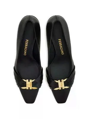 FERRAGAMO Gancini Embellished Block Heel Pumps