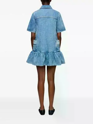 GANNI Denim Ruffled Mini Dress